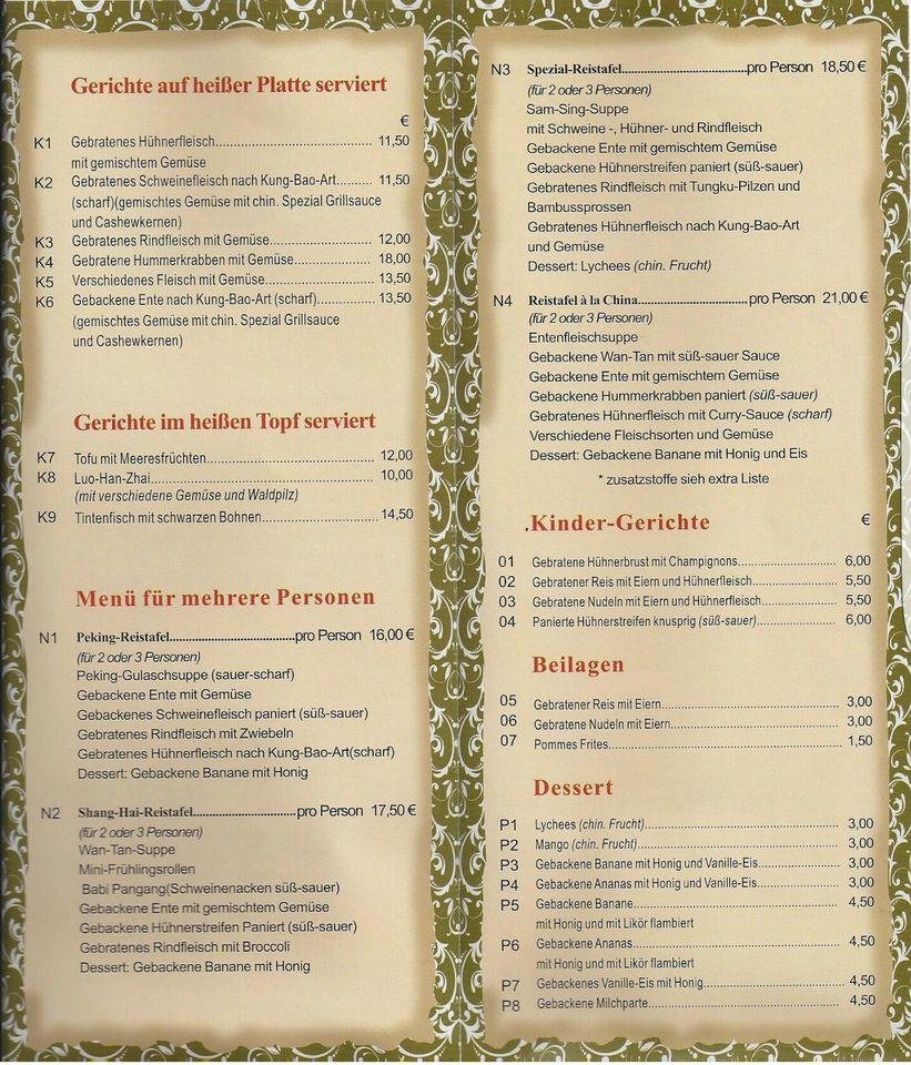 Speisekarte von Reich der Mitte restaurant, Biedenkopf