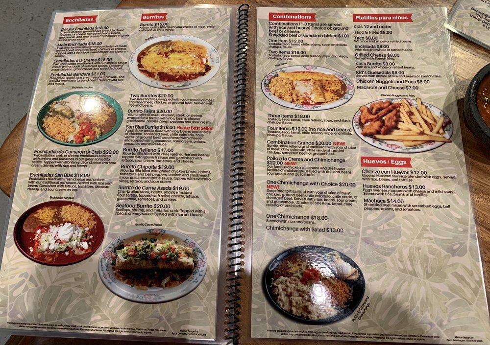 Menu at San Blas Mexican Restaurant, West Linn