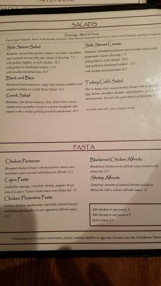 Menu at Side Street Grill pub & bar, Memphis