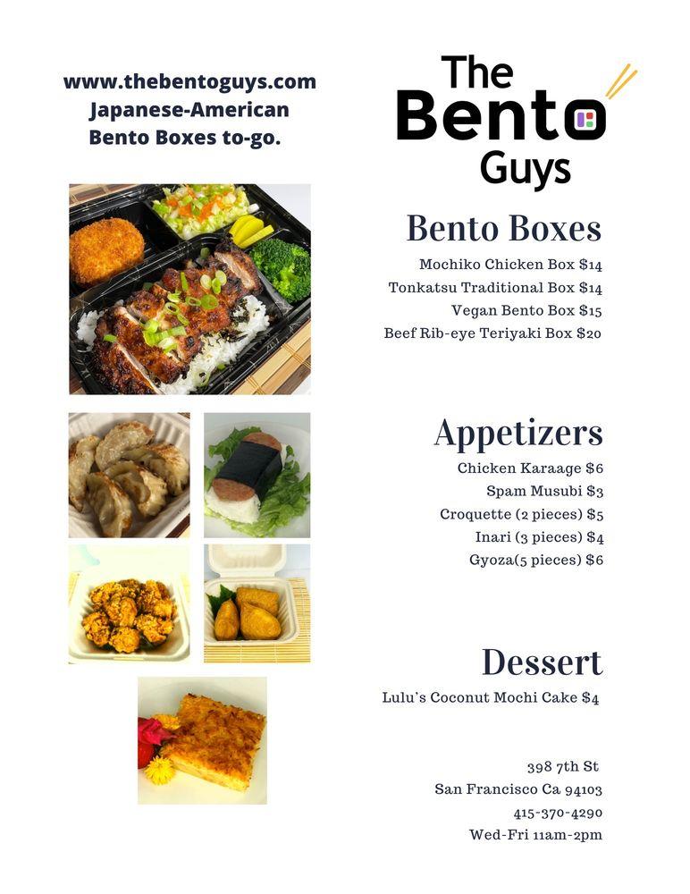 Menu at The Bento Guys restaurant, San Francisco