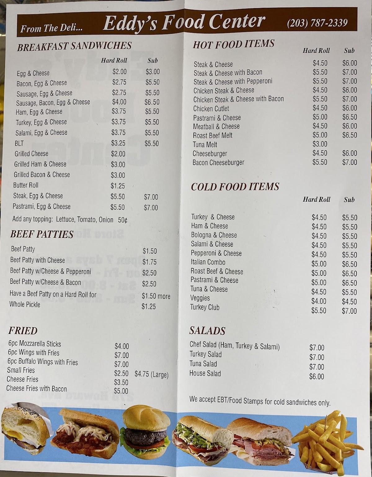 Menu at Eddy's Food Center, New Haven