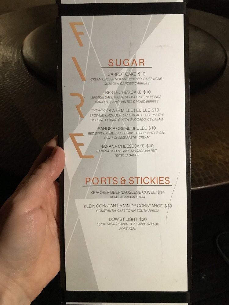 Menu at Fire Restaurant & Lounge, Denver