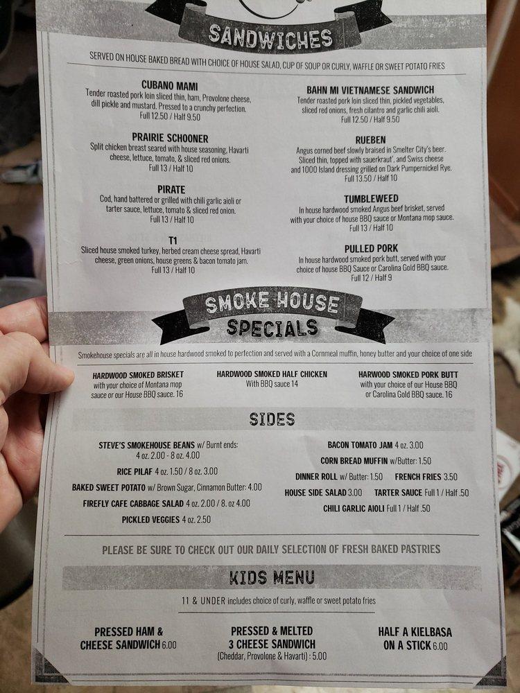 Menu at Firefly Cafe, Anaconda