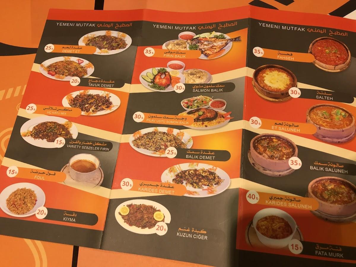 Menu at Hadramot Yemen Restaurant, Istanbul, Akşemsettin Cd. 30a