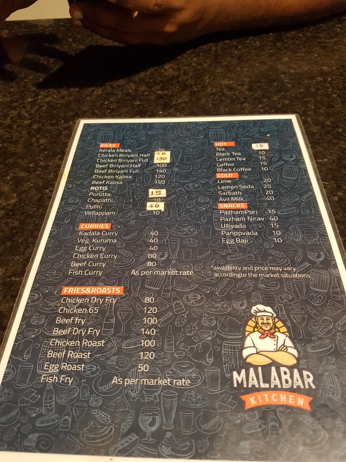 Menu at Malabar Kitchen, Hyderabad, 1-100/30/1/12
