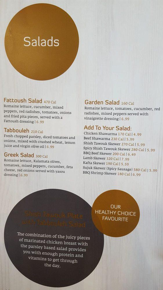 Menu at Paramount Middle Eastern Kitchen restaurant, Toronto, The Queensway