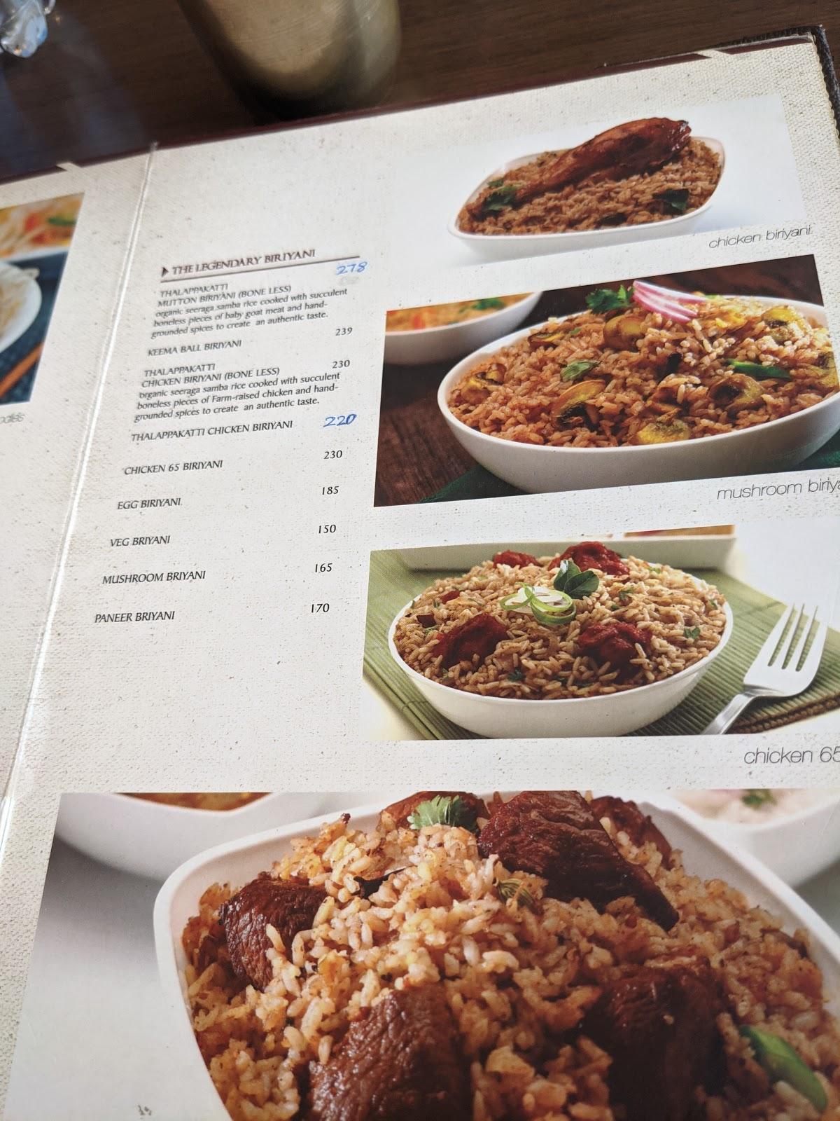 Menu at Dindigul Thalappakatti Restaurant, Puducherry, 108
