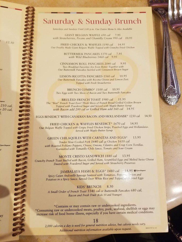 Carta del postres The Cheesecake Factory, Coral Gables