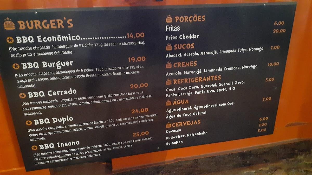 Menu at BBQ Burger, Araguaína