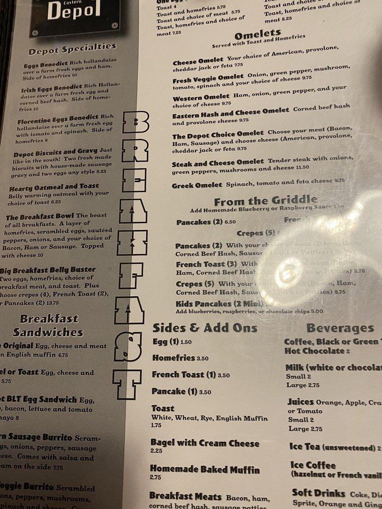 Menu at Eastern Depot Restaurant, Gorham, 443 Main St