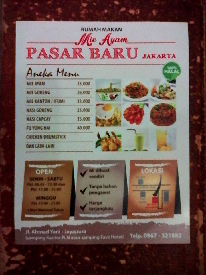 Menu at Mi Ayam Pasar Baru, Jayapura