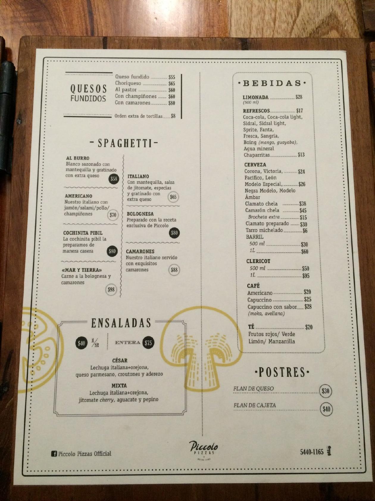 Menu at Piccolo Pizzas pizzeria, Ciudad López Mateos, Diag. San Antonio ...