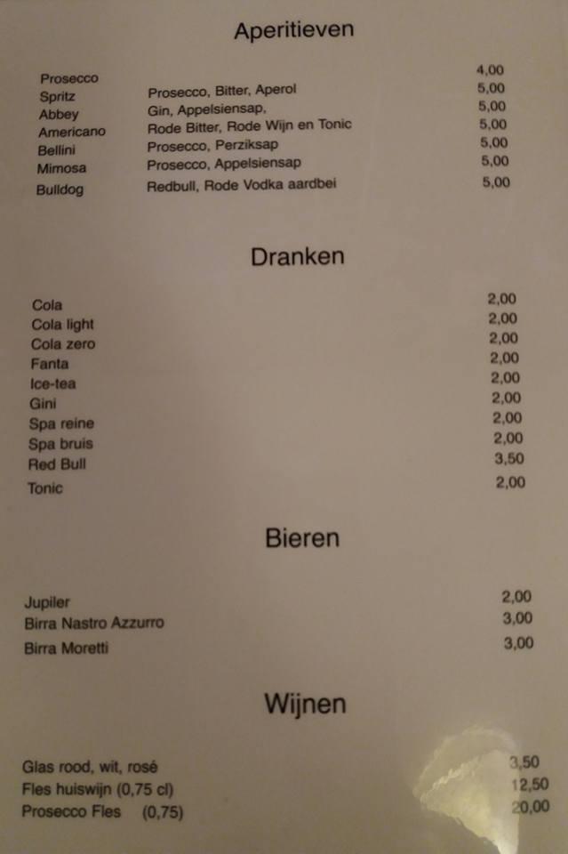 Menu at Pizzeria Da Paolo, Bilzen, Hasseltsepoort 12