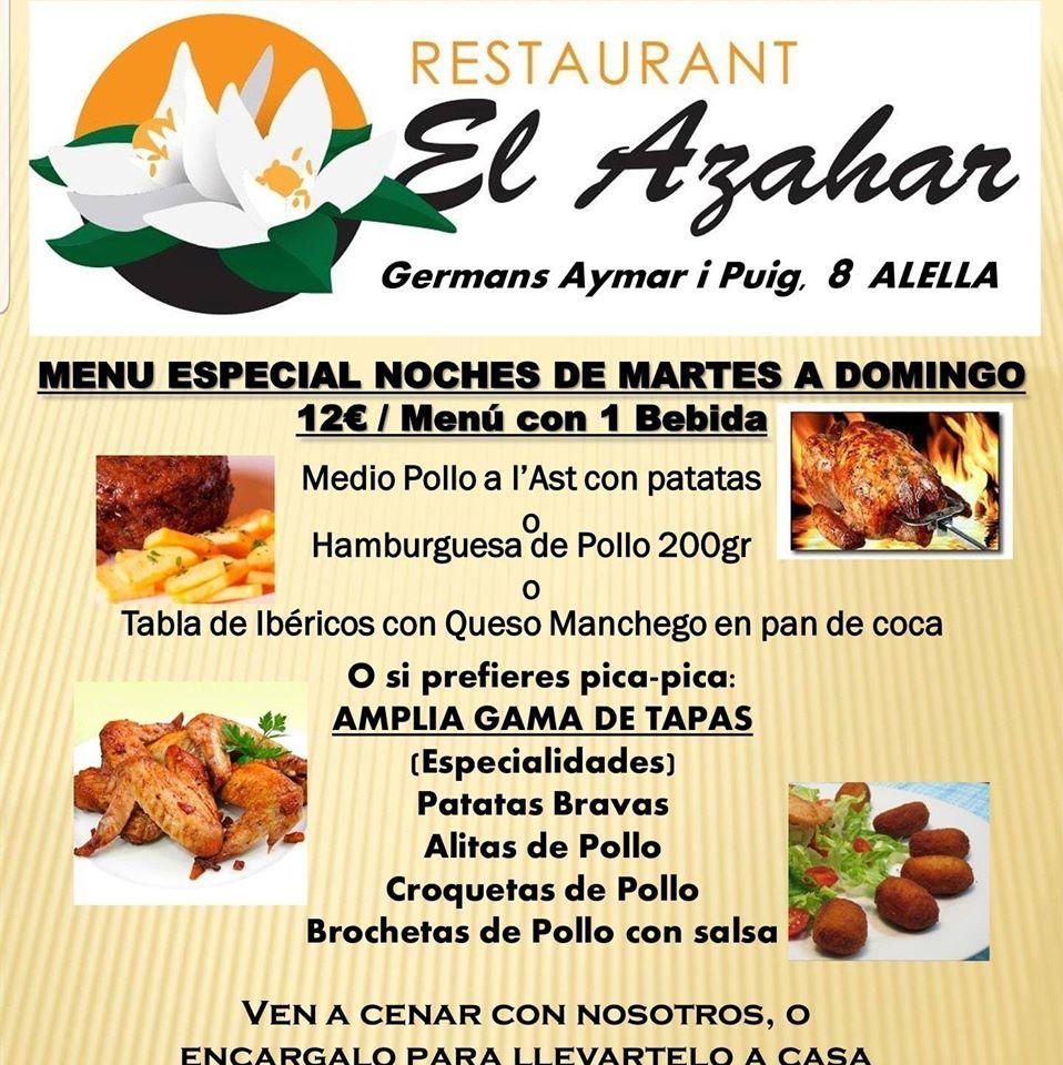Menu at Restaurante El Azahar, Alella DO