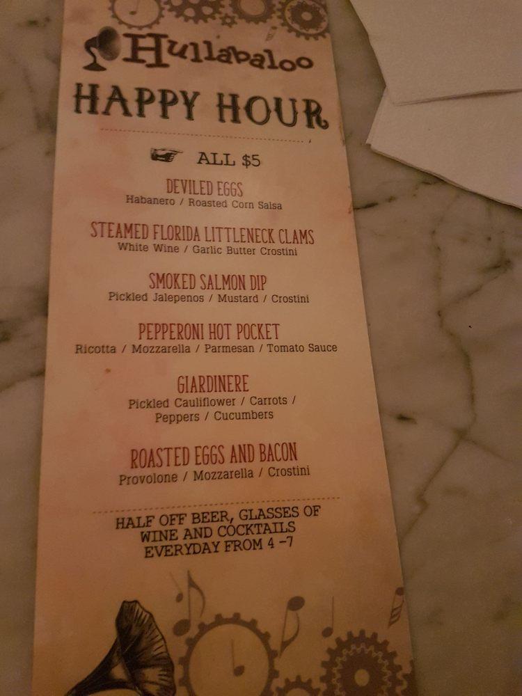 Menu at Hullabaloo pub & bar, West Palm Beach