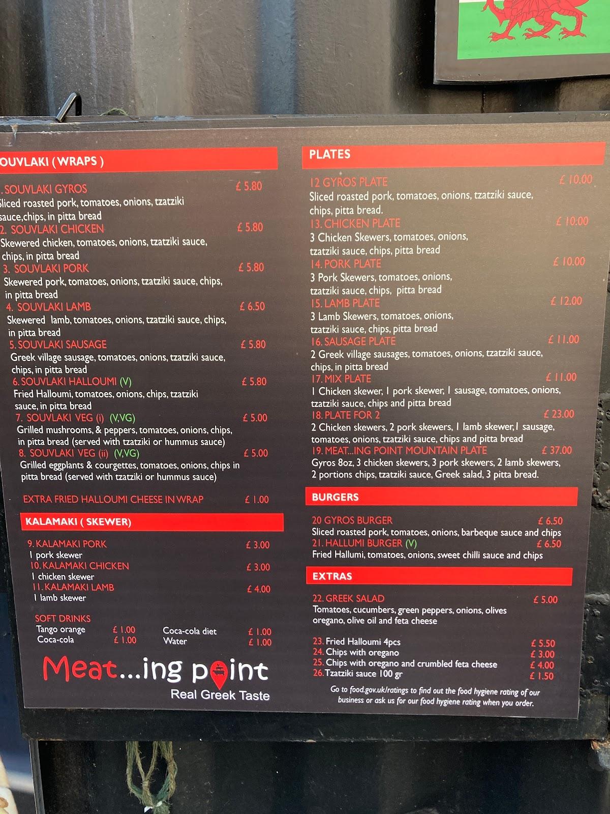 Menu at Meating Point restaurant, Cardiff