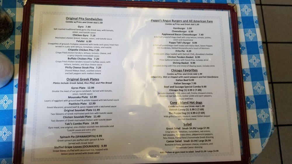Menu at Pappa Gyros restaurant, Houston