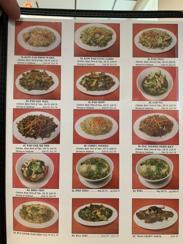 Menu at Thai Bangkok Restaurant, Milwaukee