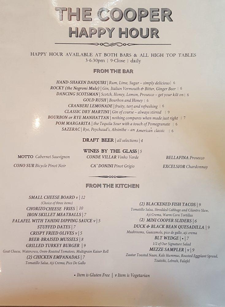 Menu at The Cooper pub & bar, Palm Beach Gardens