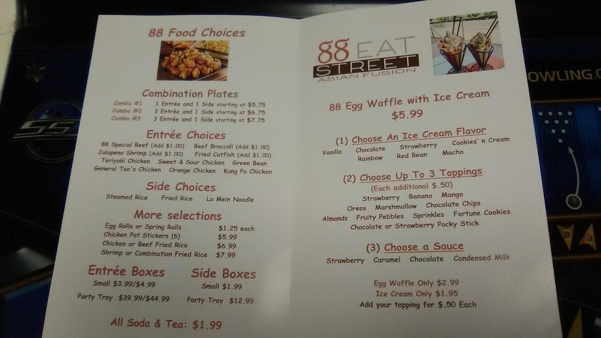 Menu at 88 Eat Street Asian Fusion restaurant, Kingsville