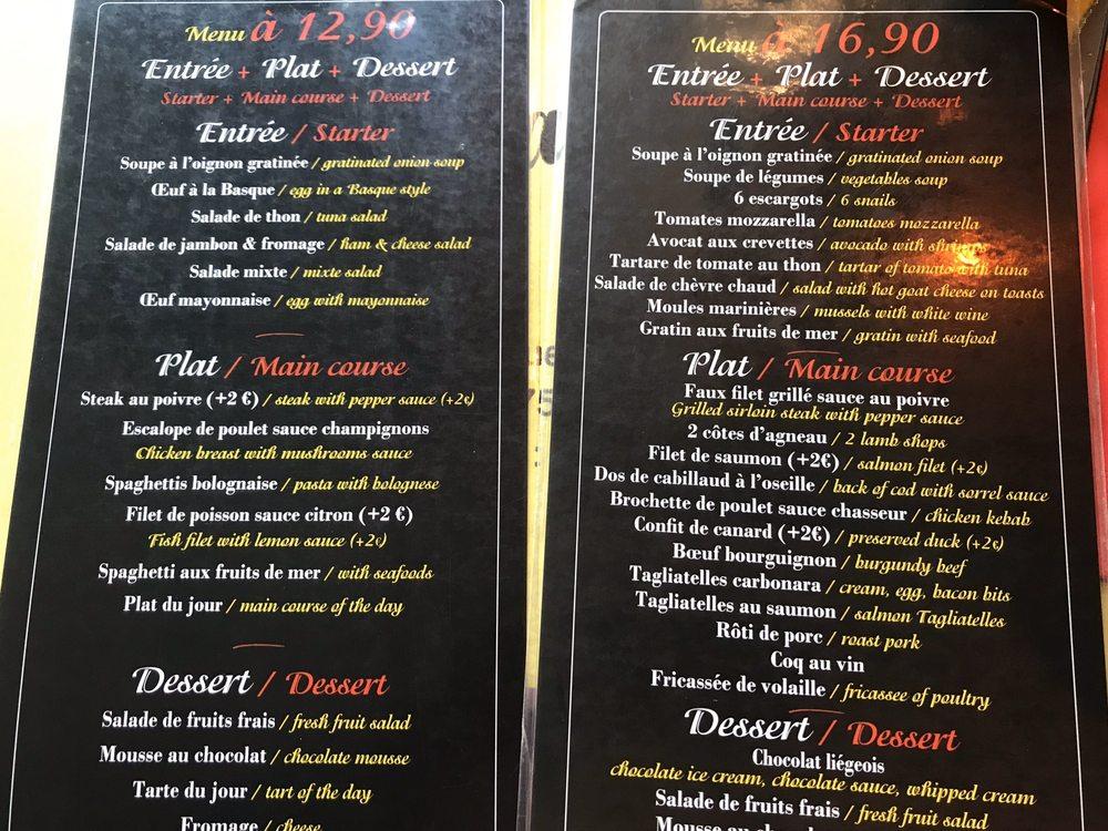 Menu at LE LATIN SAINT JACQUES restaurant, Paris