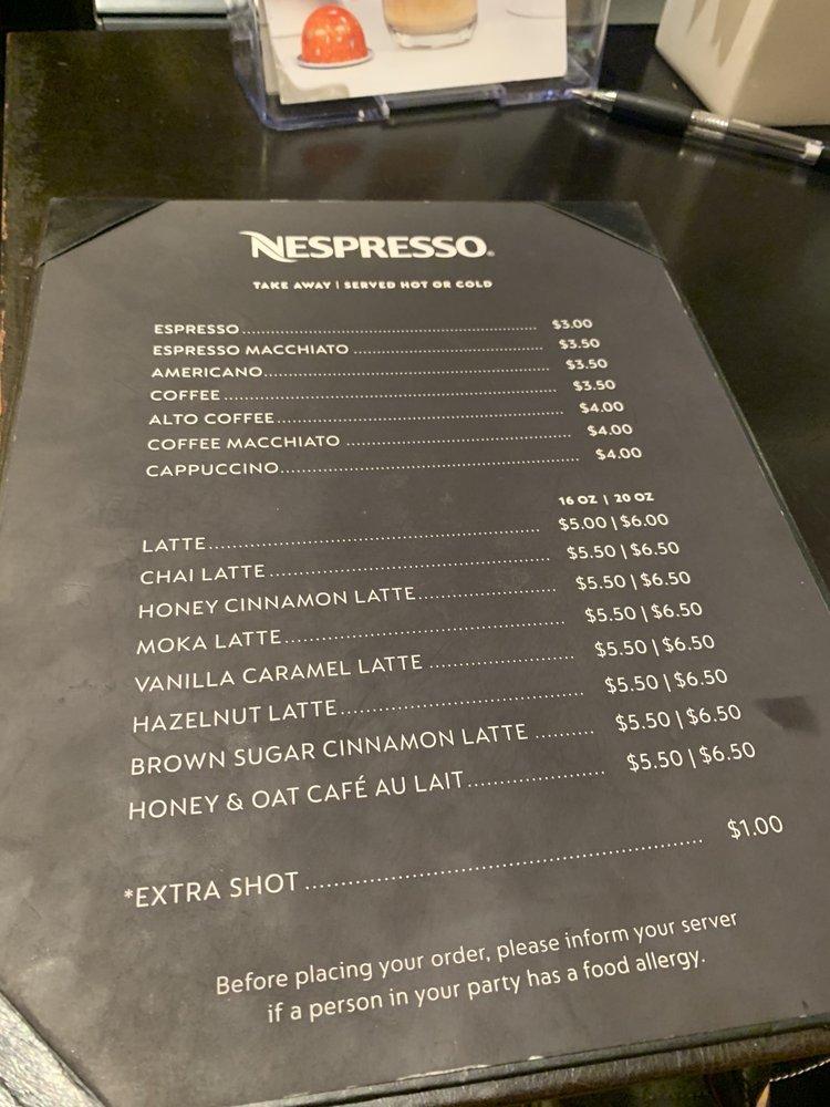 Menu at Nespresso Boutique Miami cafe, Miami Beach, 643 Lincoln Rd