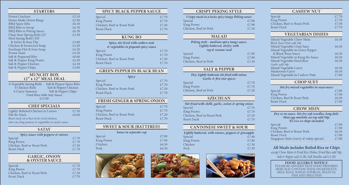 Menu at Sun Luck Takeaway fast food, Darlington