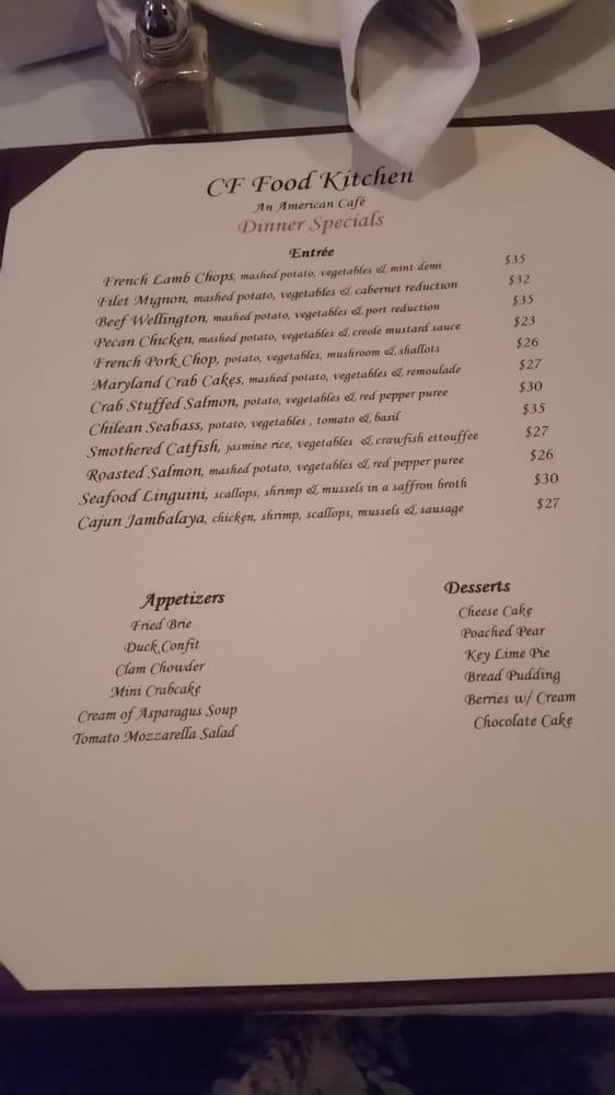 Menu at CF Food Kitchen restaurant, Los Angeles