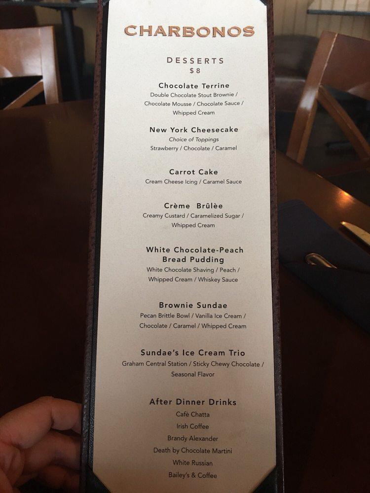 Menu at Charbonos pizzeria, Avon