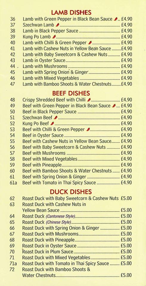 Menu at China Inn Takeaway restaurant, Westoning