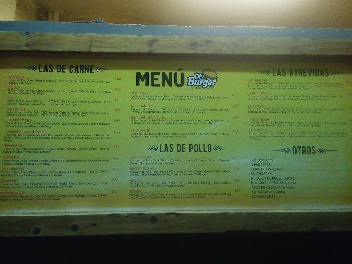 Carta del restaurante City Burger (La presa), Tijuana, Av. De Las ...
