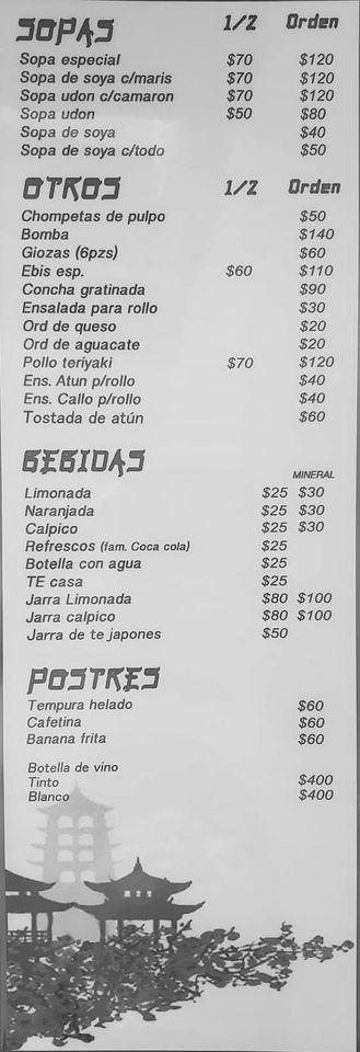 Carta del restaurante Inari Sushi to Go, Zapopan, Calzada Central 19