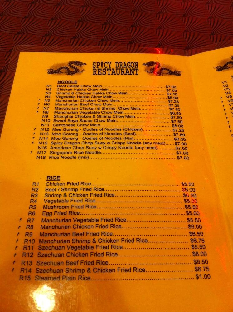Menu at Spicy Dragon Restaurant, Toronto, Kennedy Rd
