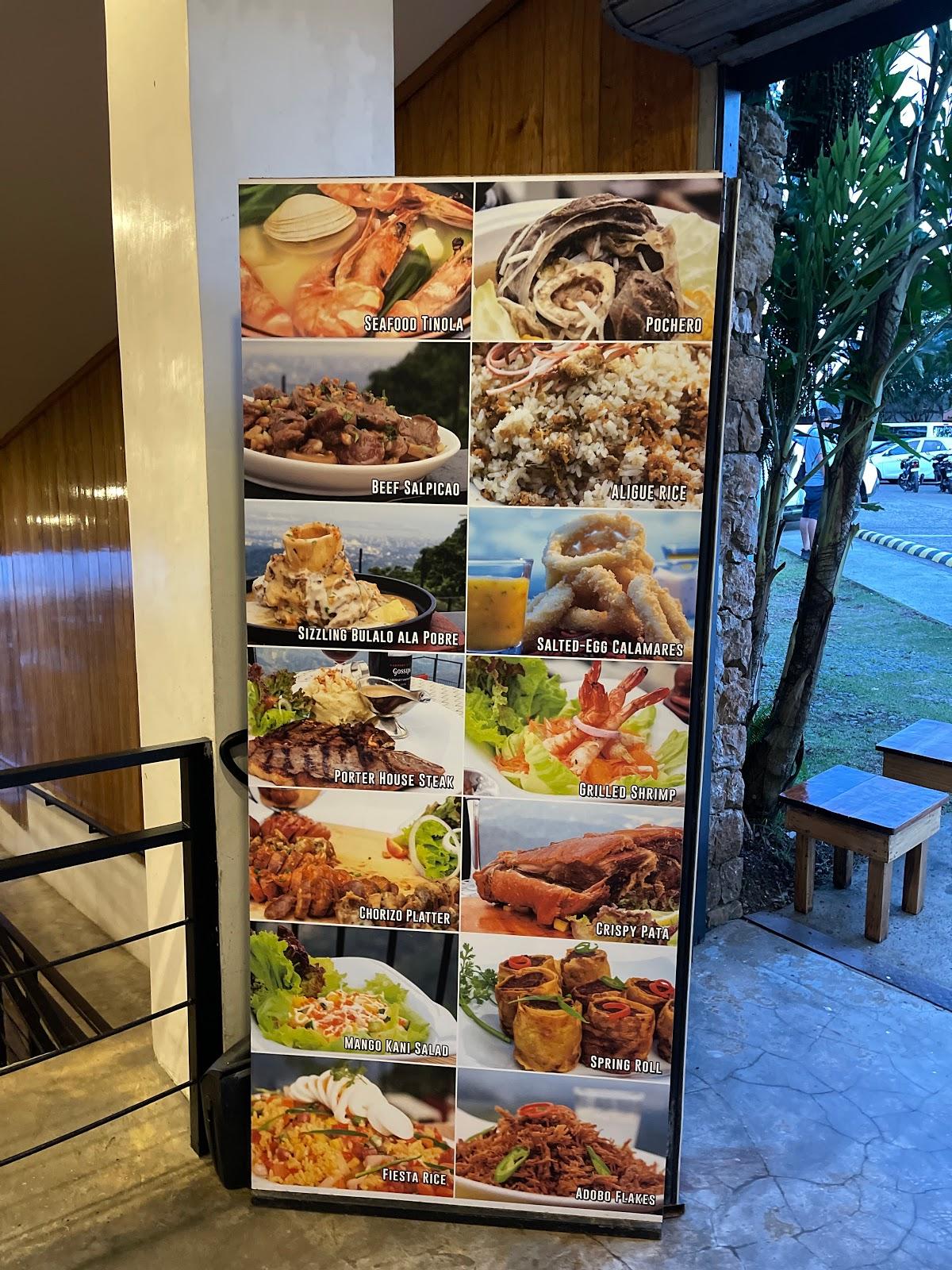 Menu at Top of Cebu restaurant, Cebu City