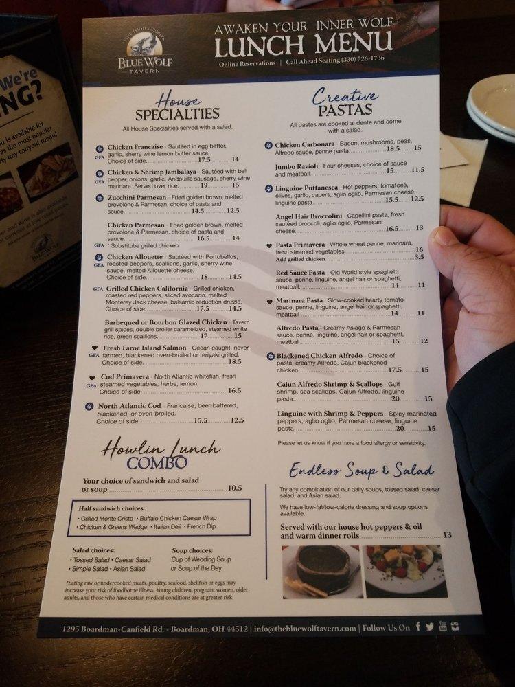 Menu at Blue Wolf Tavern pub & bar, Boardman, Boardman-Canfield Rd