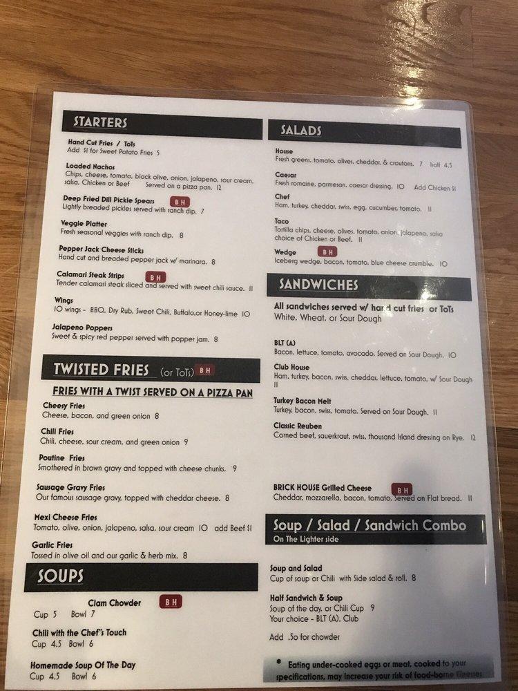 Menu at The Brick House Bar and Grill, Port Orchard