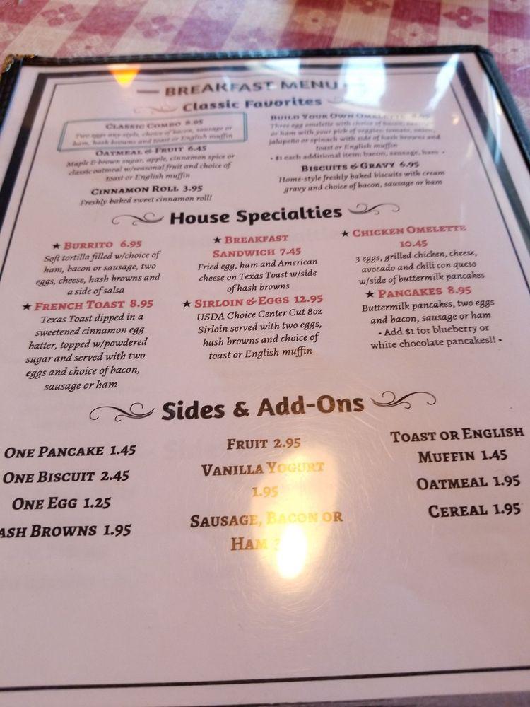Menu at Brown House Cafe, Woodway, Jordan Ln