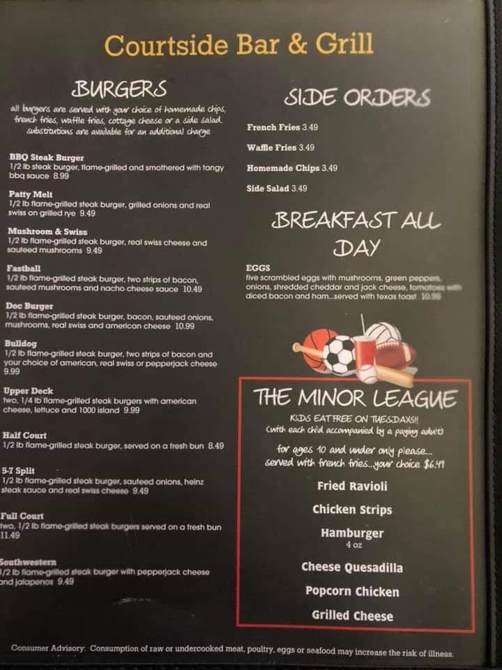 Menu at Courtside Bar & Grill, Ottumwa, N Court St