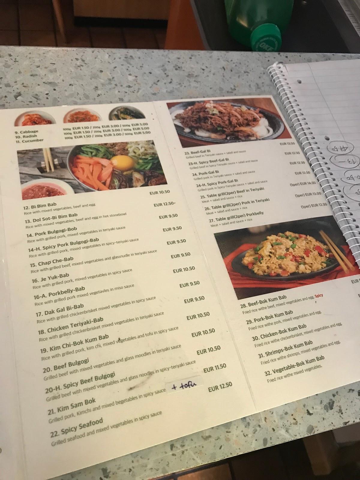 Menu at BAB Korean Restaurant, Grafenwöhr