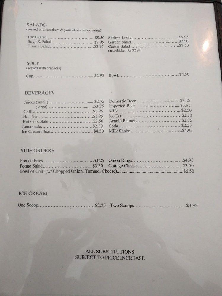Menu at City Grill restaurant, Pacifica