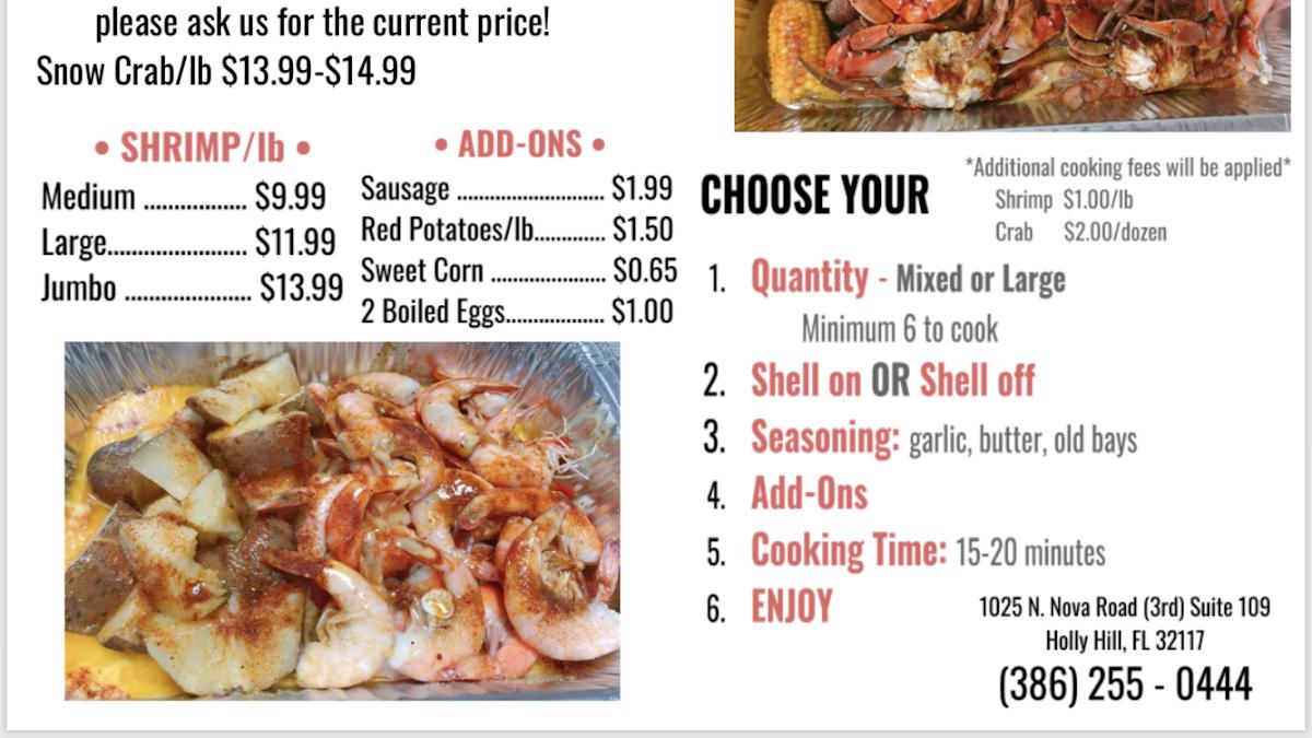 Carta del restaurante Fresh Box Seafood, Holly Hill