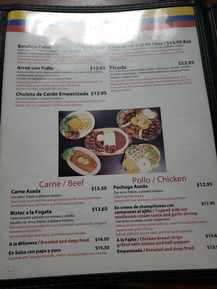 Menu at La Fogata restaurant, Houston, Southwest Fwy