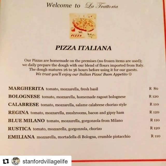 Menu at La Trattoria - Stanford restaurant, Stanford, 23 Queen Victoria St