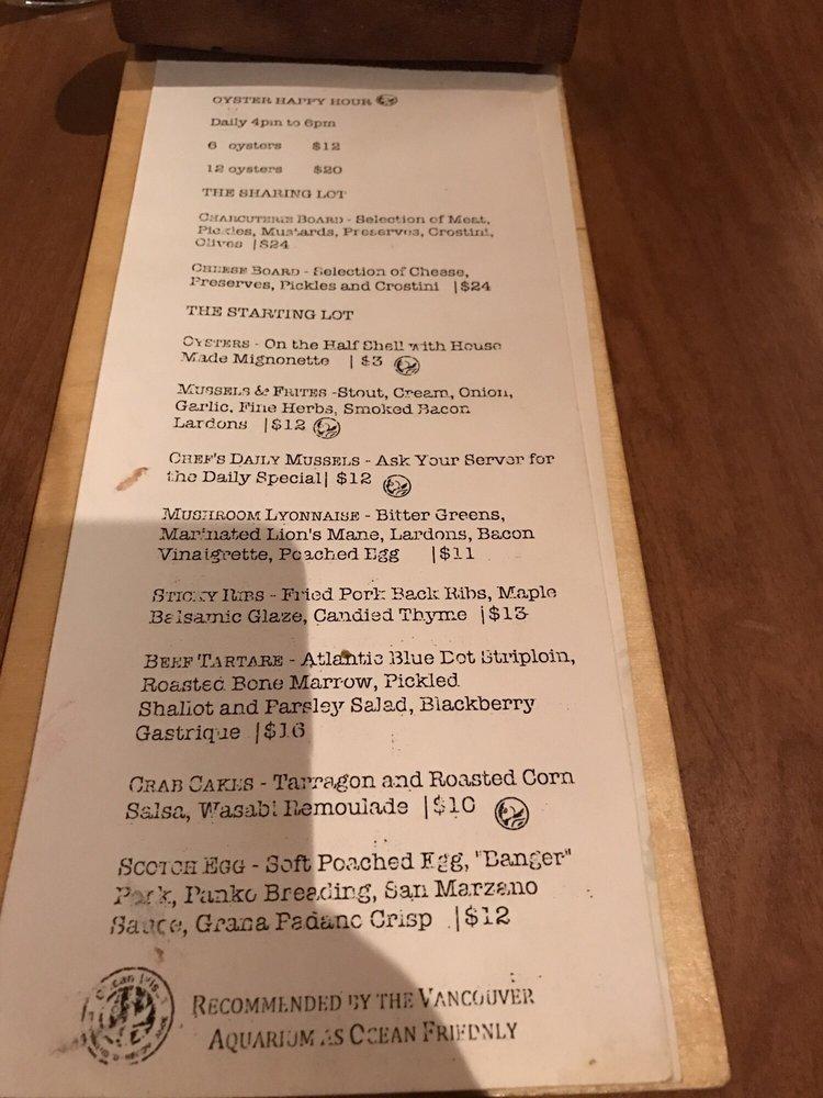 Menu at Lot Six Bar & Restaurant, Halifax