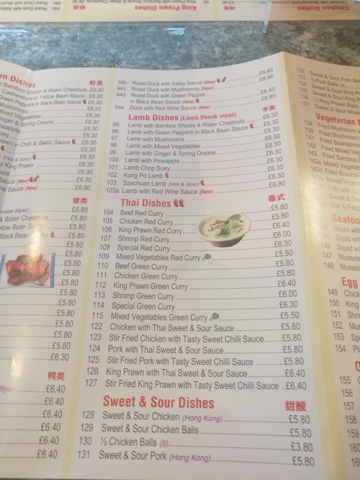 Menu at Orient Express fast food, Bristol