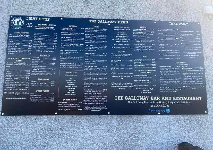 Menu at The Galloway Bar & Restaurant, Portpatrick