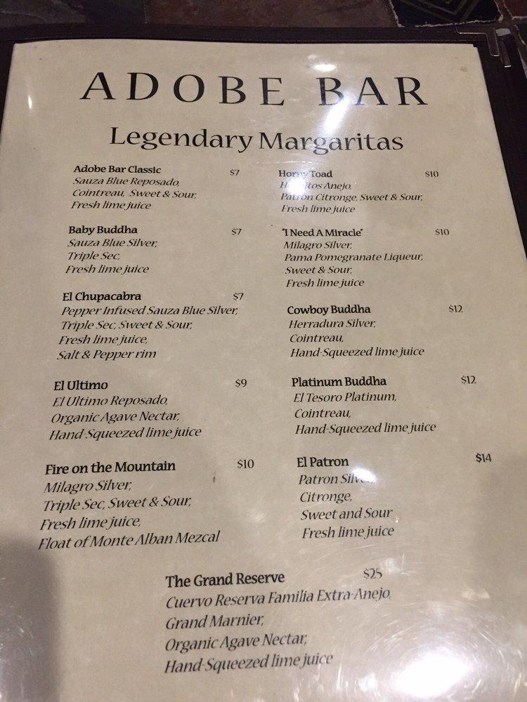 Menu at Adobe Bar, Taos