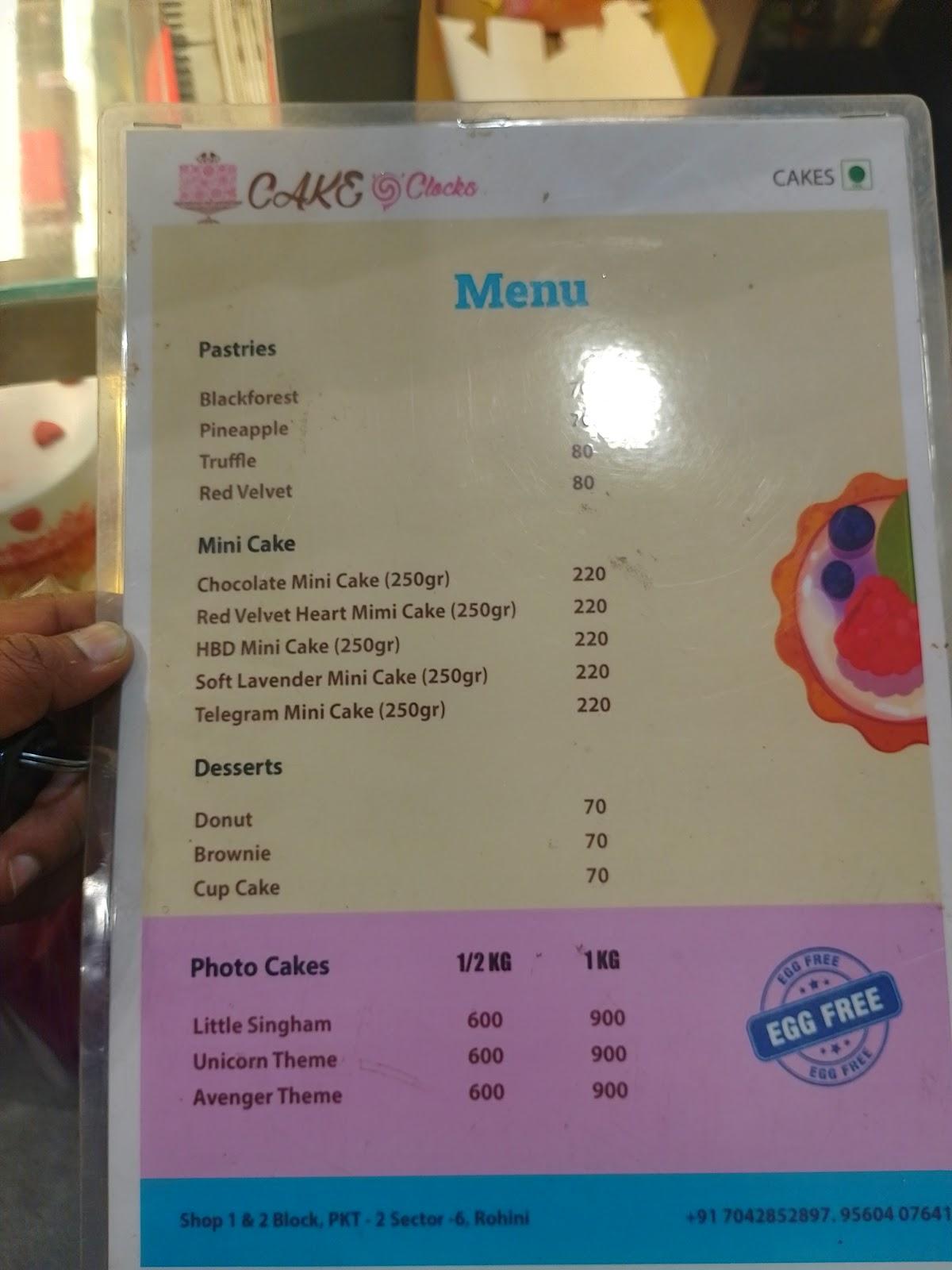Menu at Cake'O'Clocks, Greater Noida, Shop 5