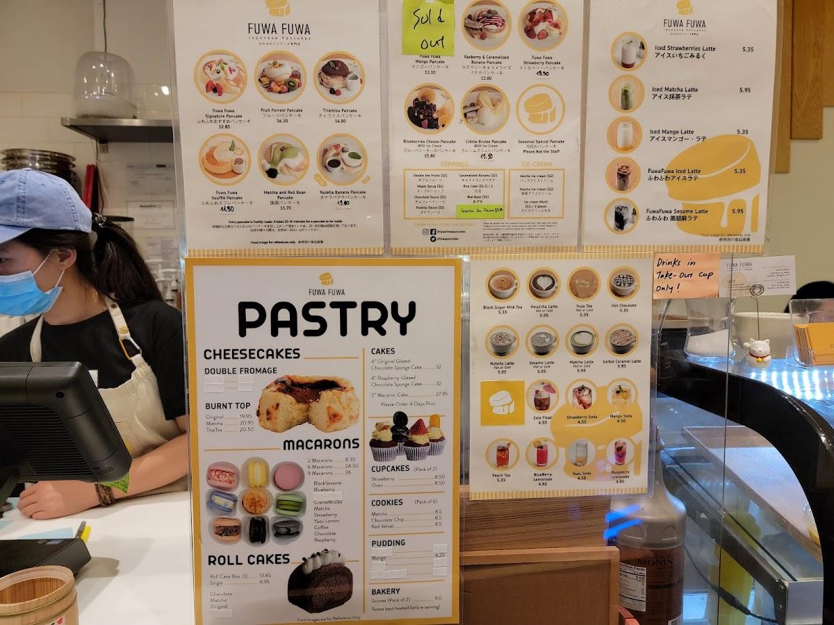 Menu at Fuwa Fuwa Dessert Cafe, Toronto, 408 Bloor St W