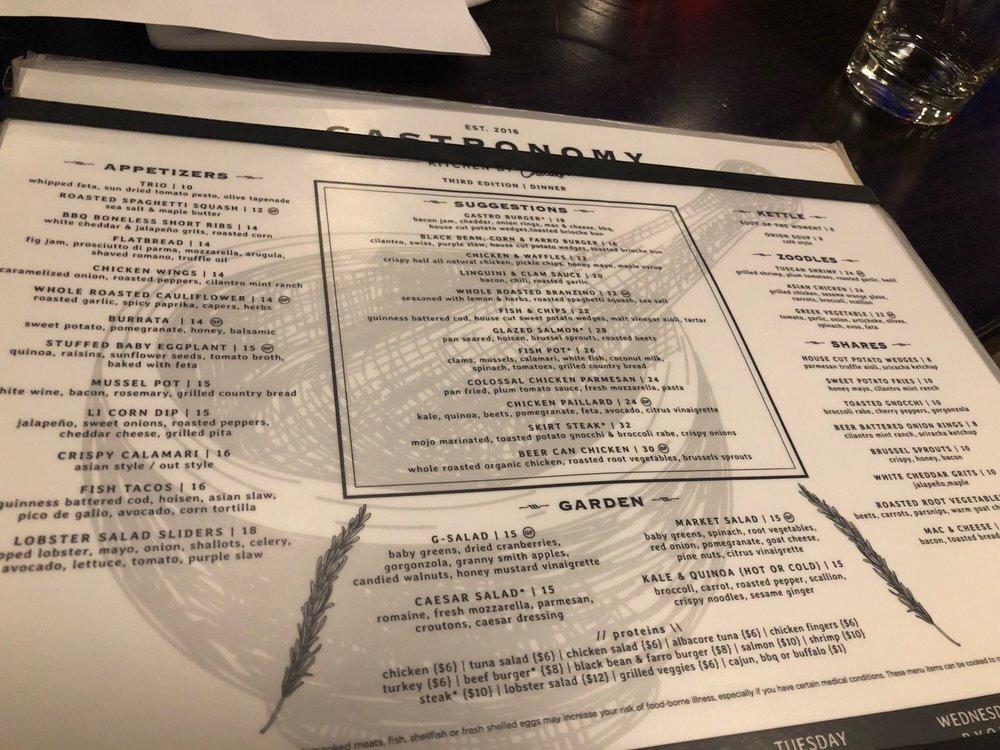 Menu at Gastronomy Restaurant, Huntington Station, 230 Walt Whitman Rd
